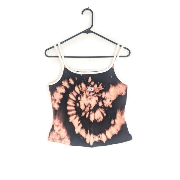 Kavio | Tops | Early 200s Grunge Black Tie Dye Cropped Baby Cami Tank ...